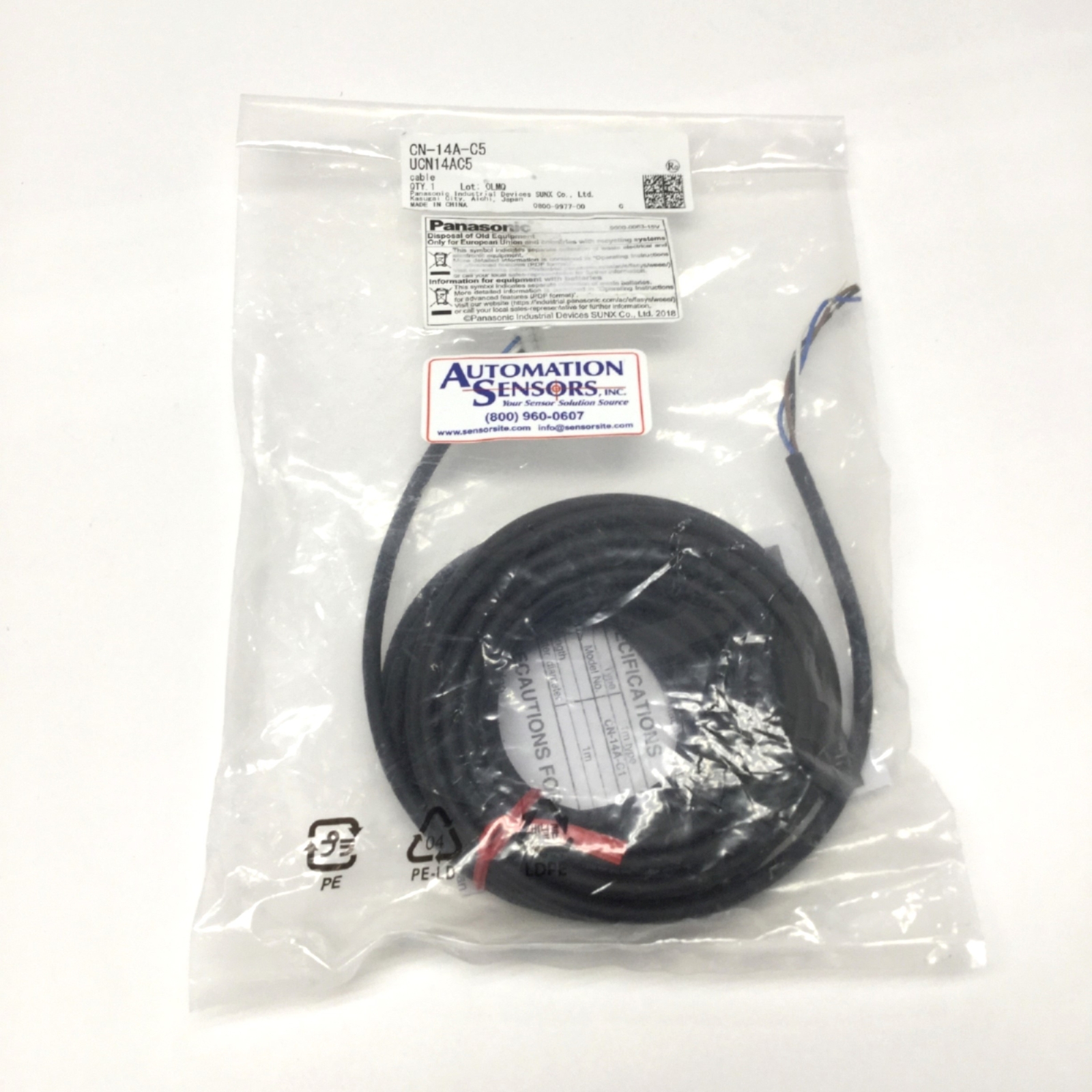 Panasonic Sunx CN-14A-C5 Connector Attached Sensor Cable 4-pin, 5m | eBay
