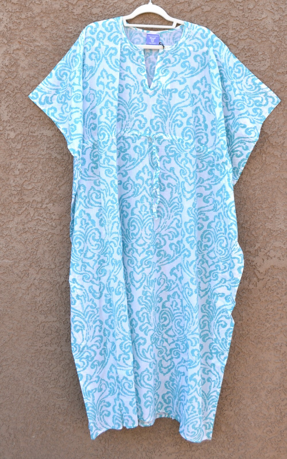 Pine Cone Hill Numu Mumu Dress, Aqua & White, Cotton, One Size | eBay