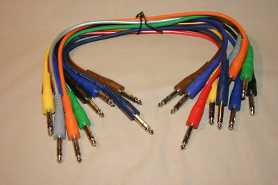 10 AUDIO PATCH CABLES 1/4" STEREO AVLINK 21" COLOR CODED NEW | eBay