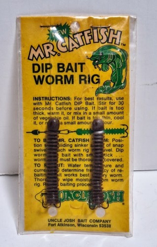 VINTAGE UNCLE JOSH BAIT COMPANY MR CATFISH DIP BAIT WORM RIG NEW OLD ...