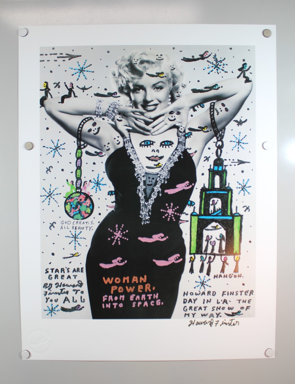 Howard Finster MARILYN MONROE Spirit Of America 31.5x24 SIGNED Print ...