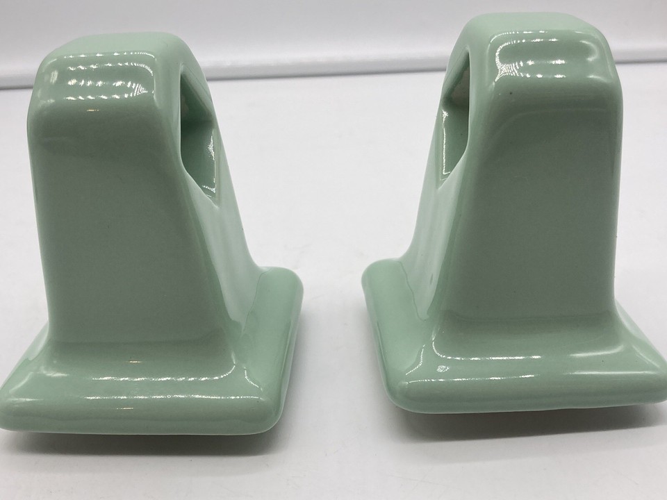 VTG Ceramic Bathroom Towel Bar Holders Set Brackets Posts Jadeite ...