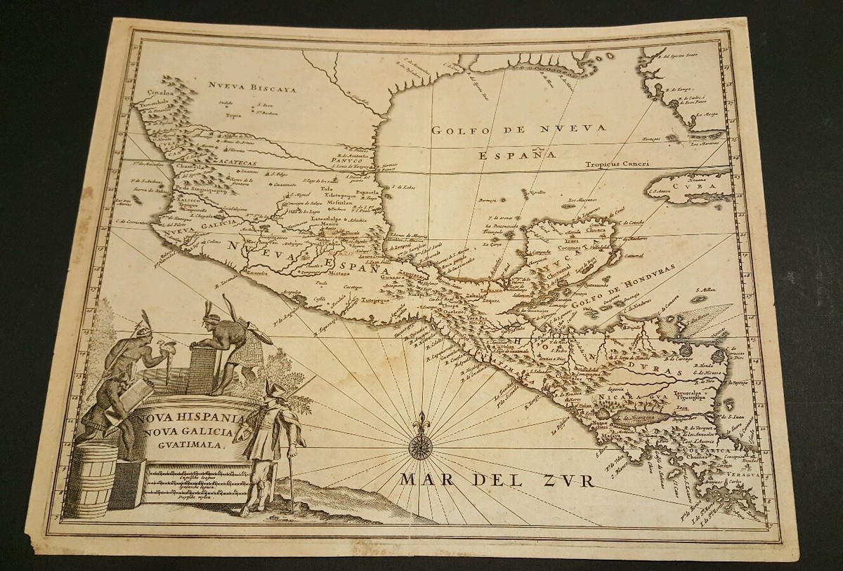Old Mexico Map Vintage Map Of Mexico 1600 Wood Print By