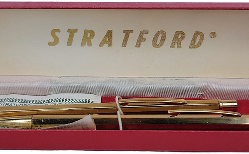 Stratford Vintage 1970's Pentagon Shaped Pen & Pencil Set in Red Box ...