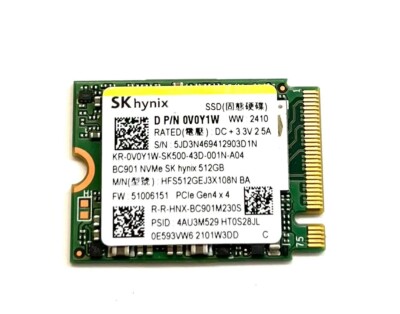0V0Y1W SK Hynix BC901 512GB GEN4 x4 NVMe PCIe M2 2230 SSD ...