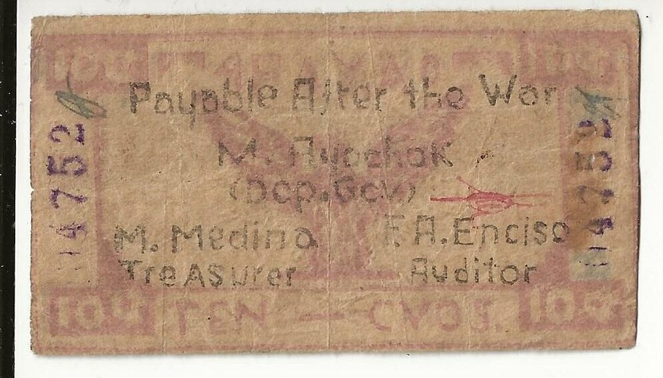PS103 1942 Filipino Apayo Emergency 10 centavo note (world lot) Low ...