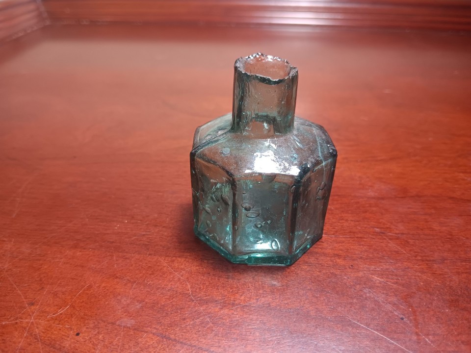 Lot Of 4 Ink Wells 2 To 3 " Very Nice Pre 1900 Shear Green Aqua Color ...