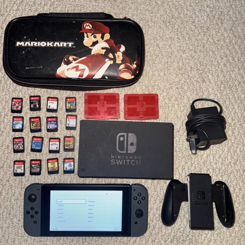 Nintendo switch black console with 16 different games missing stand ...
