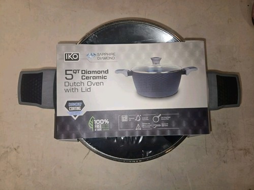 NEW SEALED IKO Sapphire Diamond 5 Qt Ceramic Non Stick Dutch Oven + Lid ...