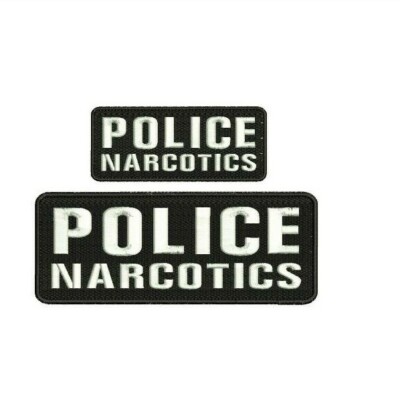 Police Narcotics Embroidery Patch 3x8 & 2x5 hook on back black, white ...