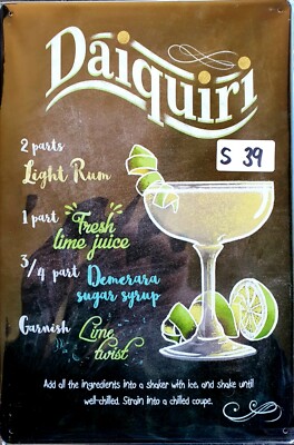 Daiquiri Cocktail Ingredients Metal Tin Sign Bar Shed & Man Cave AU ...