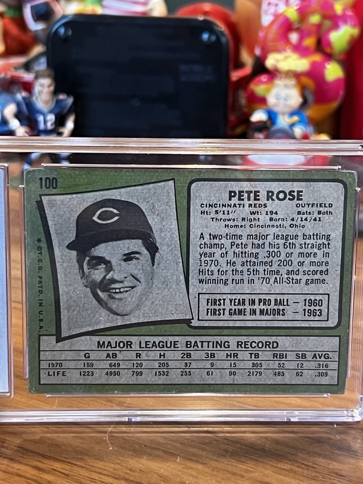 1971 Topps #100 Pete Rose Cincinnati Reds CGC Authentic Rare Card Exc ...
