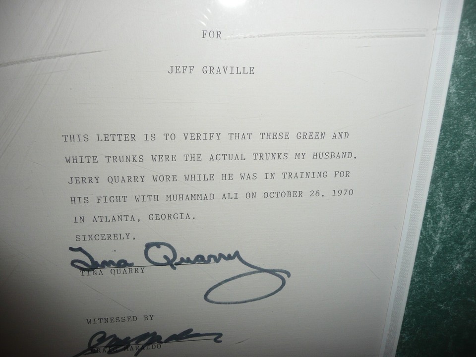 Boxing! Rare, Jerry Quarry's Training Trunks for 1970 fight with ...