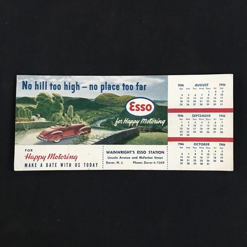 Blotter Esso 1946 Calendar Wainwright Esso station Dover New Jersey | eBay