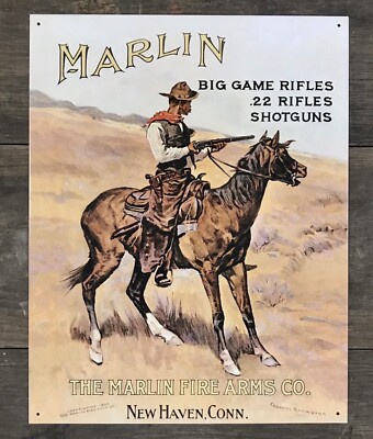 MARLIN Fire Arms Company, Big Game Rifles, New Haven, CT, Tin Metal ...