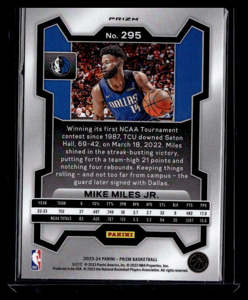 2023-24 Panini Prizm Basketball Mike Miles Jr. Rookie Green Prizm #295 ...