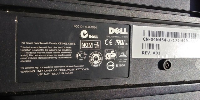 Dell Rt7d20 Ps/2 Keyboard Wired Black QWERTY Layout 104-keys 4N45A ...