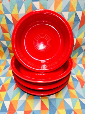 FIESTA 4 NEW SCARLET RED 7” medium BOWLS 19 oz Fiestaware FREE SHIPPING ...