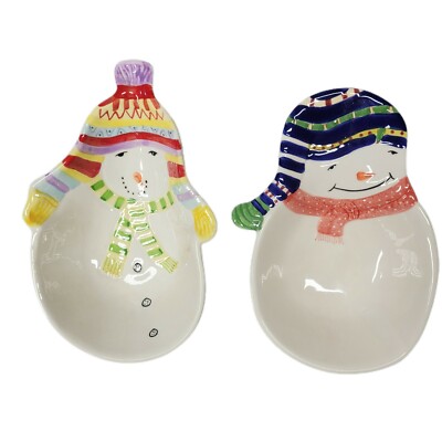 Oneida Snowmates Snowman Spoon Rest Lot of 2 Christmas Winter | eBay
