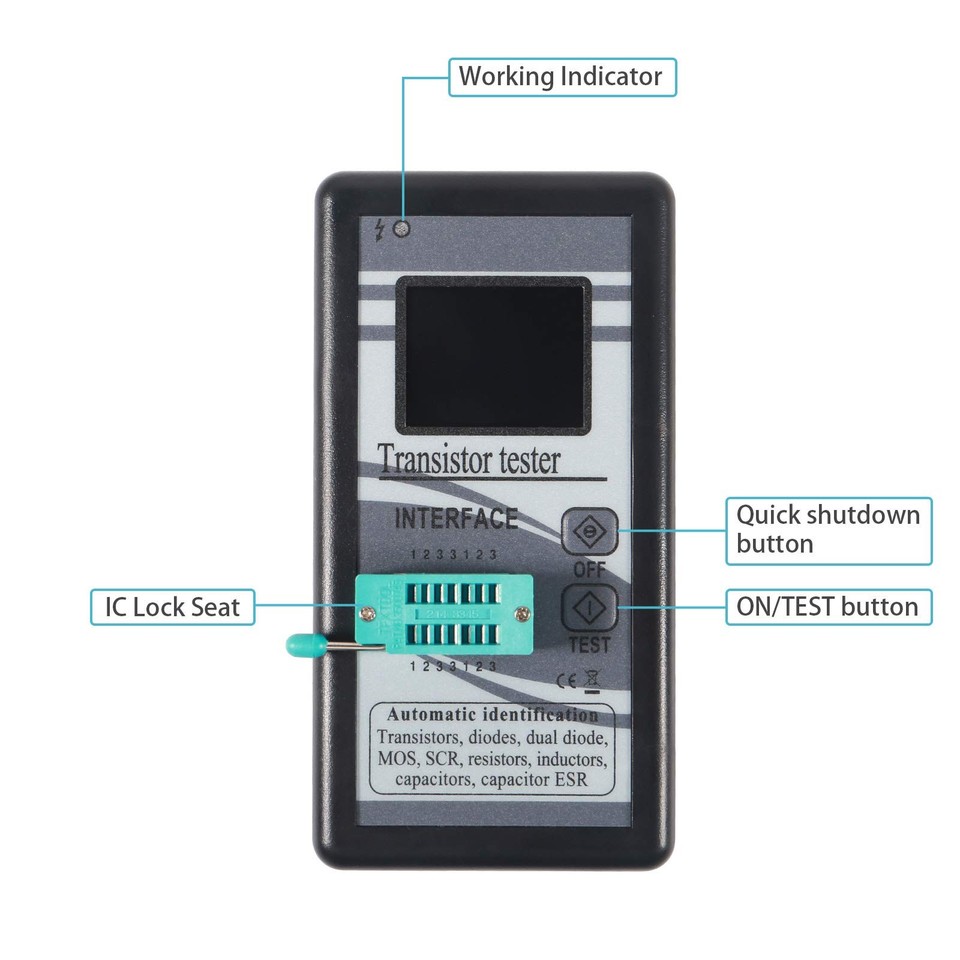 1PACK Transistor Tester,Mosfet Transistor Capacitor Tester, Mega328 NPN ...