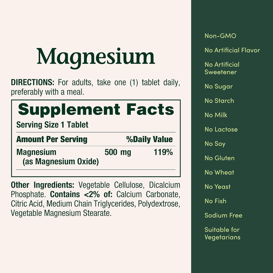 Nature's Bounty Magnesium, Bone & Muscle Health, Full Body Support, 200 ...