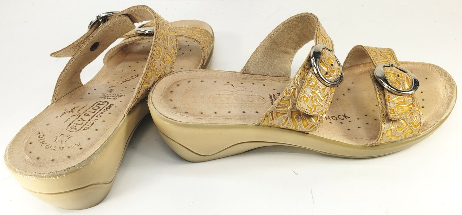 Fly Flot Slide Sandals Double Buckle Giraffe Print Le… - Gem