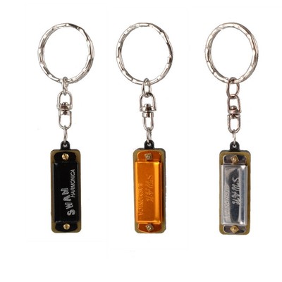 Mini Harmonica Keychain Key 4 Holes 8 Tone Black/Silver/Gold ...