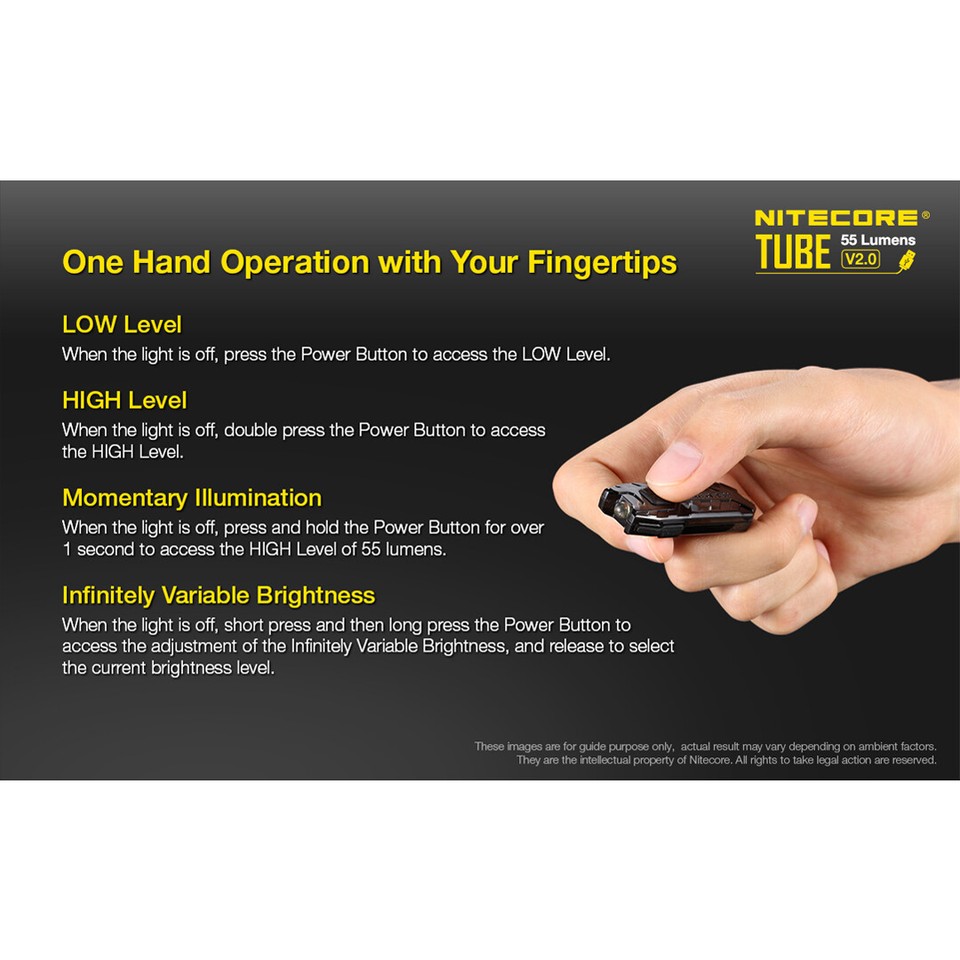 ~NEW~ Nitecore TUBE v2.0 55 Lumen USB Rechargeable Keychain Flashlight ...