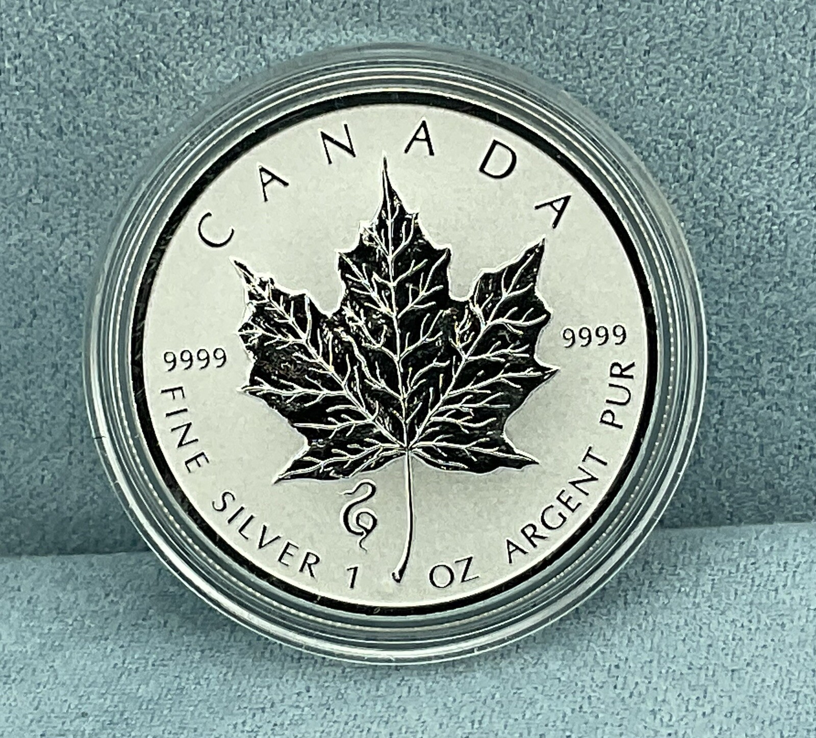 2013 Canadian 1 oz .9999 Fine Silver 5 Dollars "Maple Leaf Lunar Snake ...