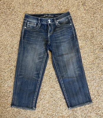 INC Denim Regular Fit Crop Blue Denim Jeans Raw Hem Size 4 | eBay