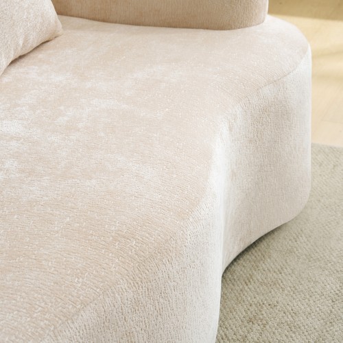 Full Compression L-Shape Sectional Sofa w/Curved Chaise，Beige Modular ...