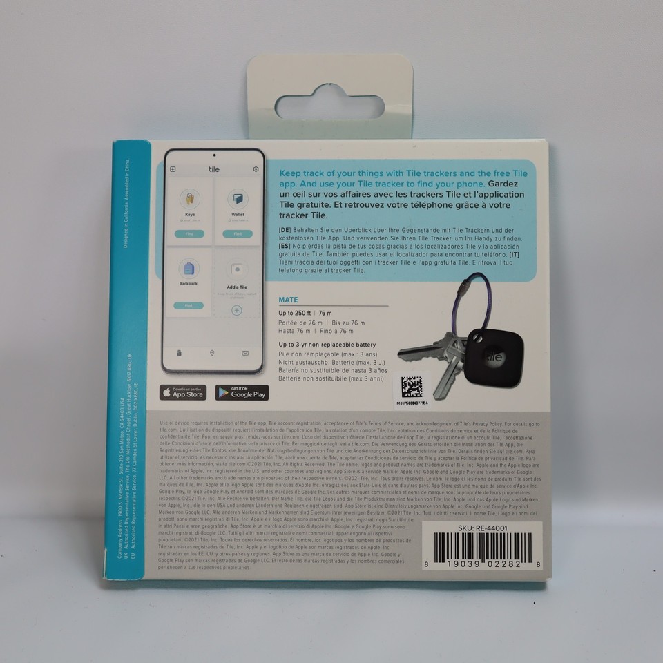 Tile Mate Universal Bluetooth Tracker for Keys Bags Keychain - Black ...