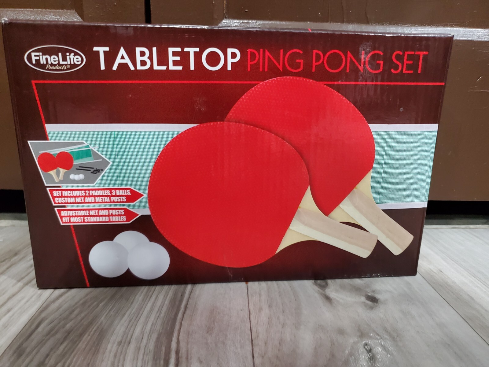 Fine Life Tabletop Ping Pong Set 2 Paddles 3 Balls Net Metal Posts for ...