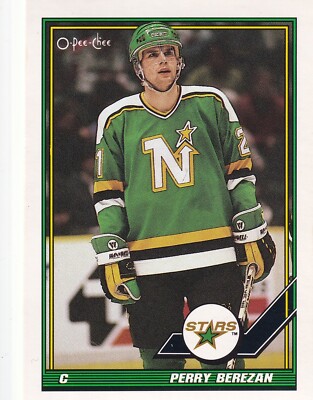 1991-92 O-Pee-Chee #485 Perry Berezan Minnesota + (Yes 4 Free Mystery ...
