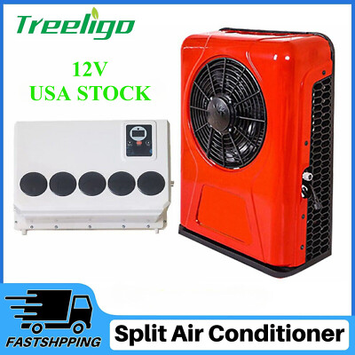 12V Red Cooling Split Air Conditioner Cab AC Unit For Truck Semi Bus RV ...
