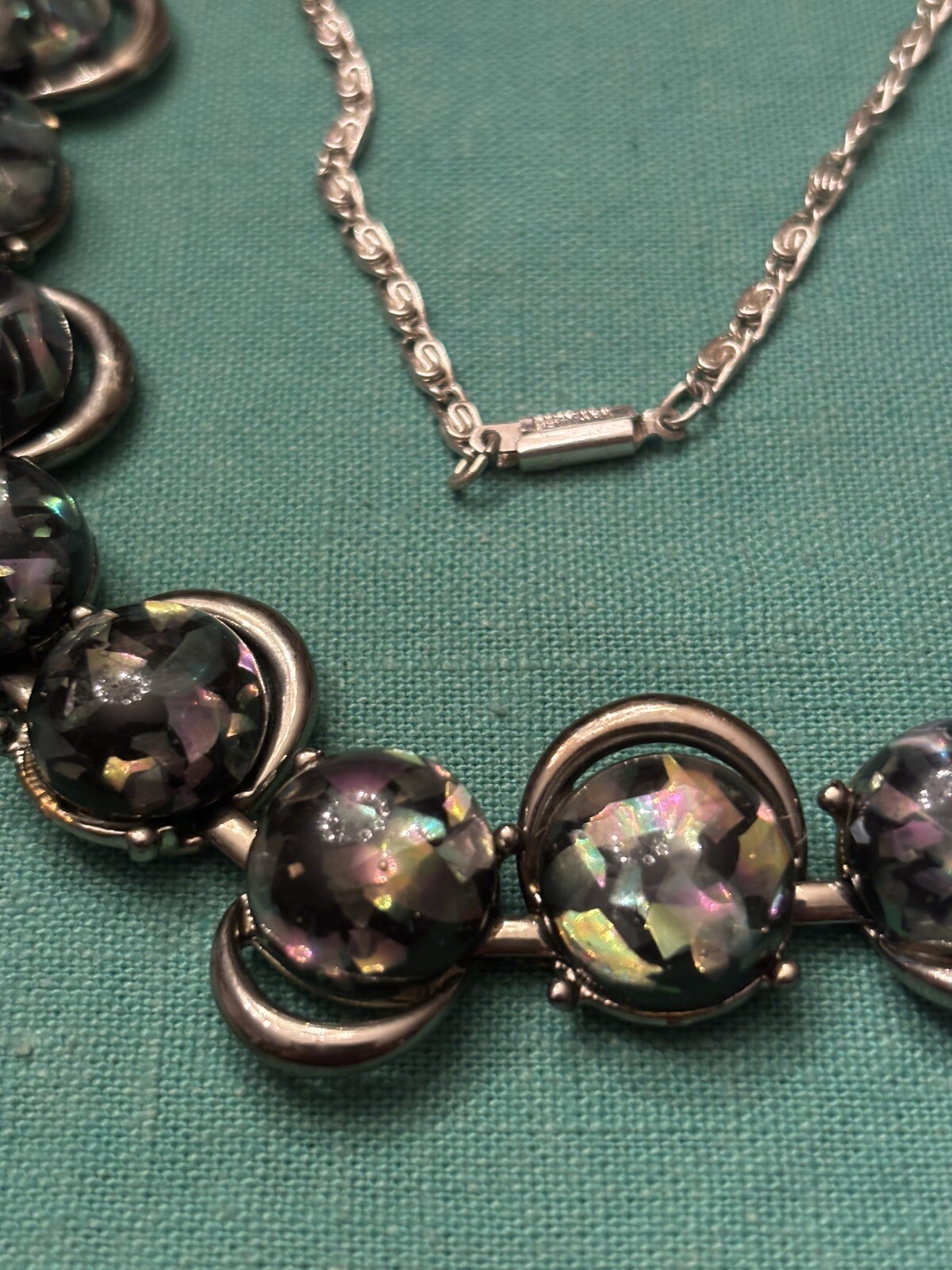 1950 Lucite “ Opal” Necklace Germany 18 Inch - Gem