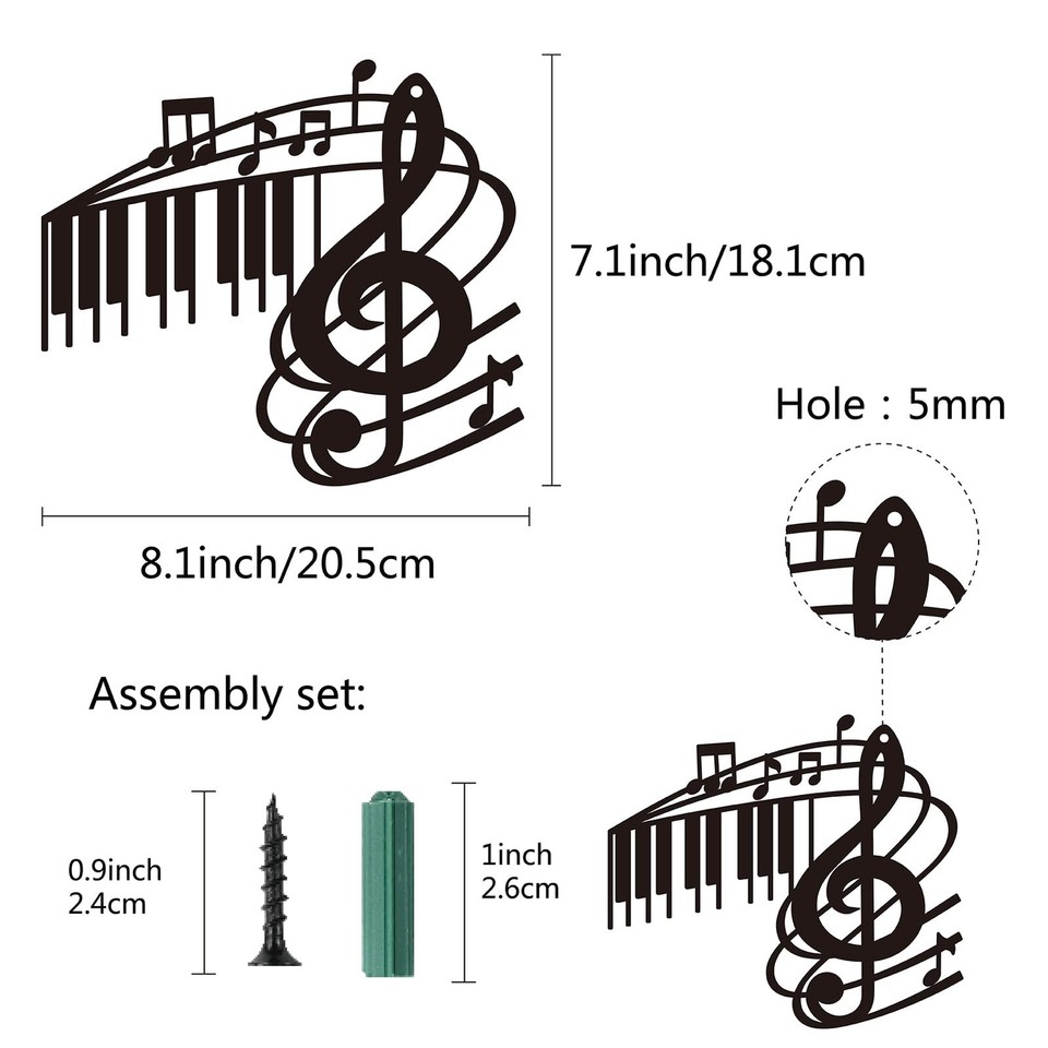 Creatcabin Metal Wall Art Music Note Decor Wall Hanging Plaques ...