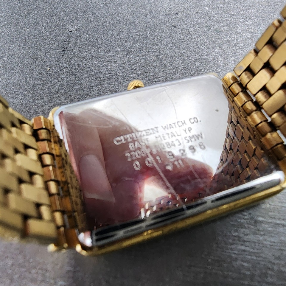 Citizen CQ Tank Watch Men 22mm Black Dial Gold Tone 2200-S12843 New ...