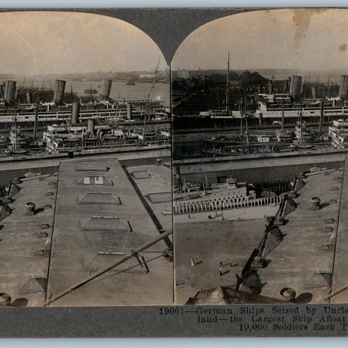 c1917 WWI German Ships Seized Uncle Sam Vaterland Hudson River ...