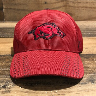 Arkansas Razorbacks Hat Strapback Cap Mens Maroon Black NCAA Football ...