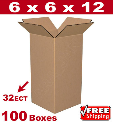 100- 6x6x12 Cardboard Boxes Mailing Packing Shipping Box 32ECT ...