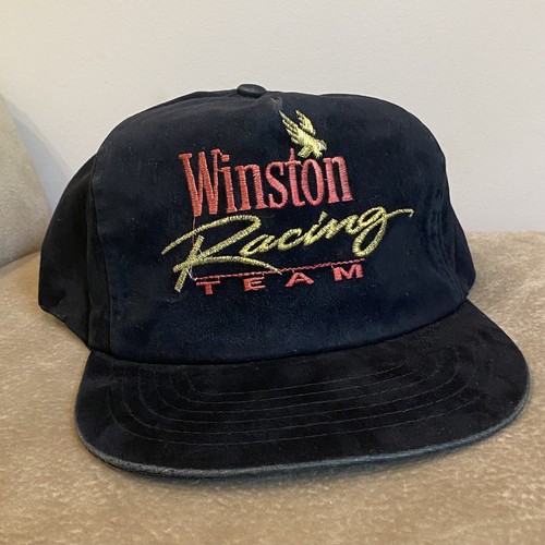 Vintage Winston Racing Team Hat Cap Men’s Black Snapback Velvet ...