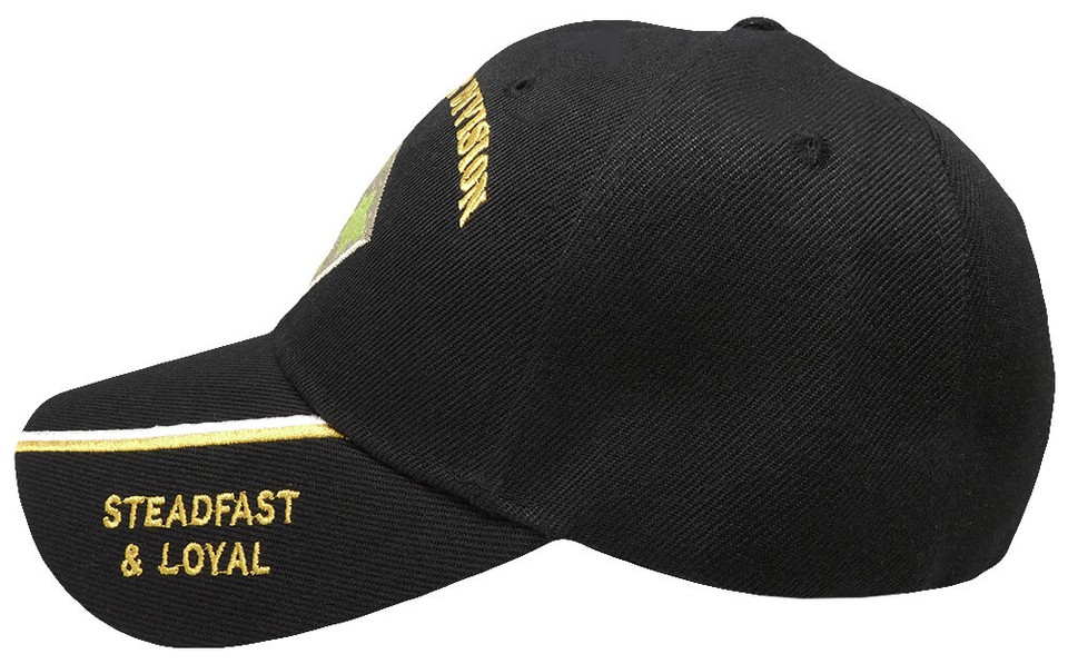 NEW! US ARMY 4TH INFANTRY DIVISION STEADFAST & LOYAL BALL CAP HAT BLACK ...