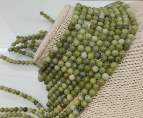 (10) Natural Serpentine 16" Green Olive Jade 6.5mm Round Bead Strands ...