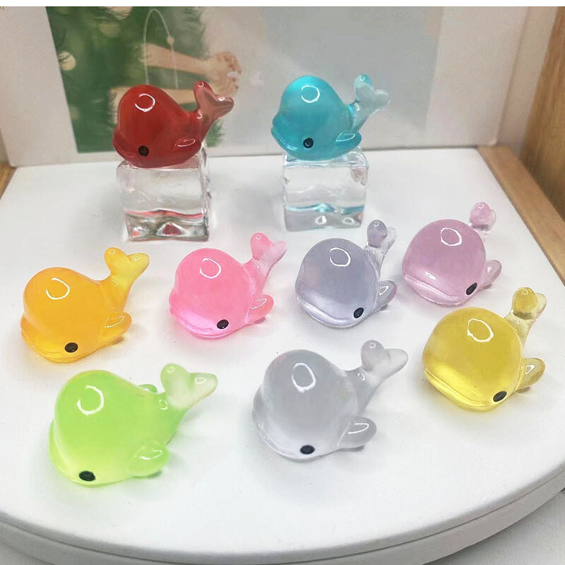 5Pcs Luminous Mini Resin Dolphin Car Dashboard Toys Figures Home Garden ...