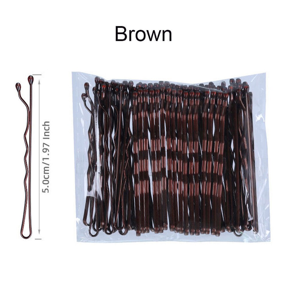 50pcs Bobby Pins Long Hair Gold Silver Black Brown Grips 5cm Wave Clip ...