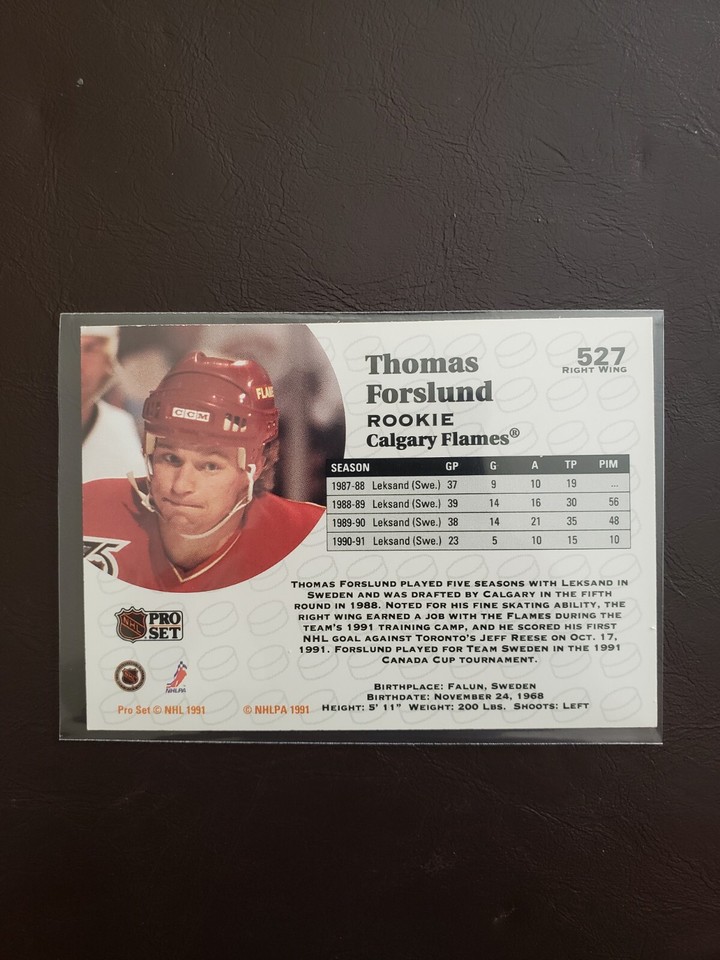 1991-92 Thomas Forslund Rookie Pro Set Hockey Calgary Flames | eBay