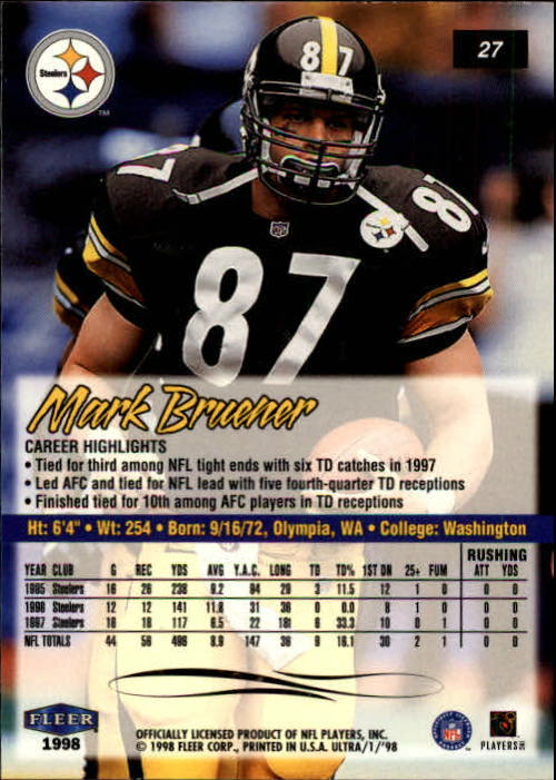 1998 Ultra Football Card #27 Mark Bruener | eBay