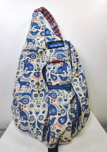 KAVU Folklore Animals Rope Sling Crossbody Bag White Rare Cozy Critters ...