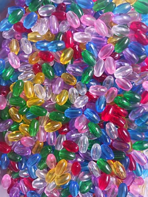 Multi Transparent Colors 9x6mm Oval Oat Rice Wheat Craft Rosary Beads ...